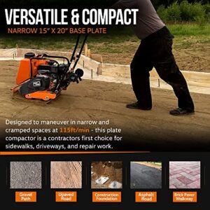 SuperHandy Plate Compactor Heavy Duty 7HP 4200lbs Impact Force - w/Water Tank for Concrete and Dirt