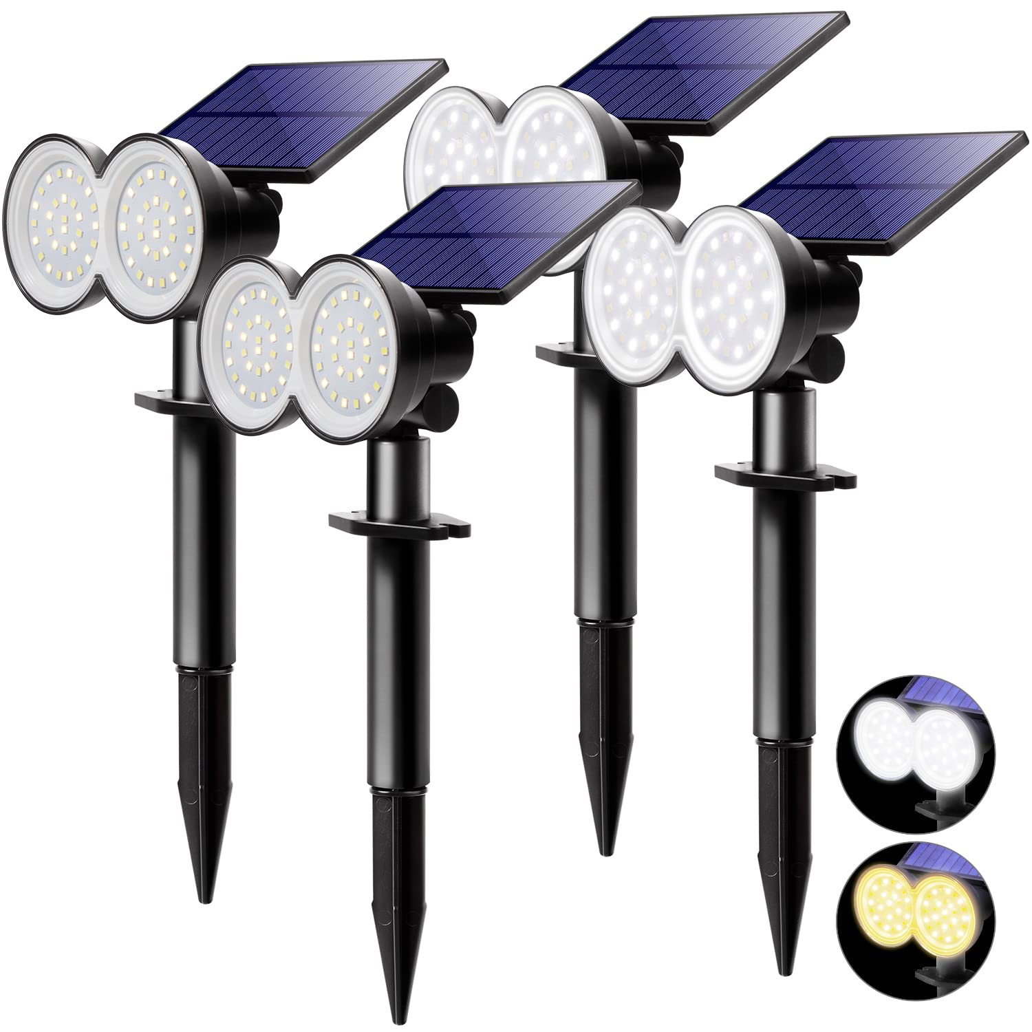 KASONIC Solar Landscape Spotlights Outdoor, 2-in-1 Solar Powered Wall Light & Ground Light, Daylight & Warm White, Cordless, Waterproof Garden Light Auto On/Off for Yard, Walkway, Porch, Patio, 2 Pack