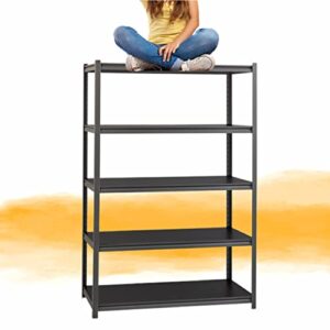 rigma 5 tier garage shelf, heavy duty steel shelving unit, adjustable metal multi-use storage rack, shelves for garage kitchen office warehouse industrial utility yard 47" w x 20" d x 72" h, (black)