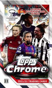 2021/22 topps chrome uefa women's champions league soccer hobby box (18 pks/bx)