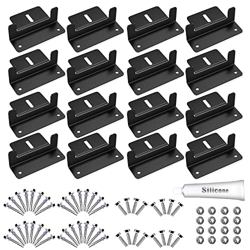 Solar Panel Mounting Bracket Aluminum Solar Panel Z Brackets Roof Solar Panel Bracket for RV, Boat, Wall, Caravans, Yacht and Other Off Gird Installation, Set of 16 Units, Black