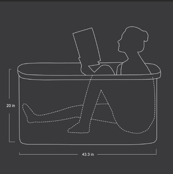 Portable Bathtub for Adult, Foldable Soaking Freestanding Collapsible Tub for Shower, Cold Plunge Tub for Ice Bath,Hot Bath Tub, SPA Bath Tub with Inflatable Pillow,Seat for Bathroom