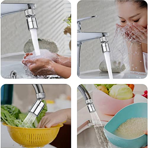 Sink Faucet Aerator, 1.8 GPM Extra Big Angle Rotate Kitchen Sink Aerator Sprayer Head 360 Degree Swivel Kitchen Sink Sprayer Attachment-55/64 Inch-27UNS Female Thread-Chrome (Metal Embossing, Silver)…