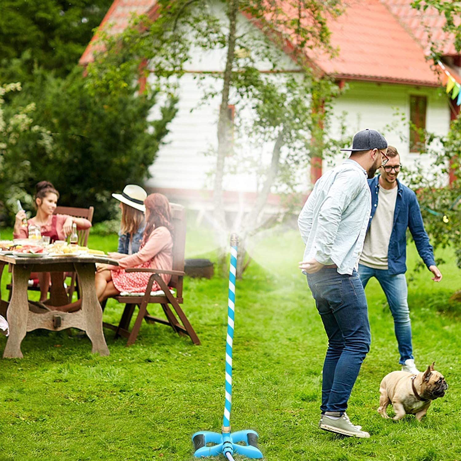 YuYo Misters for Outside Patio, Portable Mist Stand, Flexible Outdoor Misters, Patio Mister for Backyard Pool BBQ Cooling Kids Water Playing, 1.27FT Adjustable Mist Tube + 3 Brass Mist Nozzles