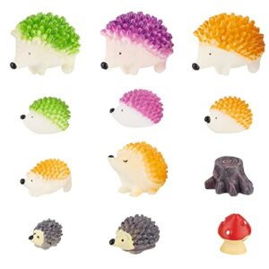 superfindings 22pcs hedgehog shape resin animal model ornaments miniature fairy garden accessories 25x18mm hedgehog mushroom set miniature figurines for fleshy bonsai outdoor garden decoration