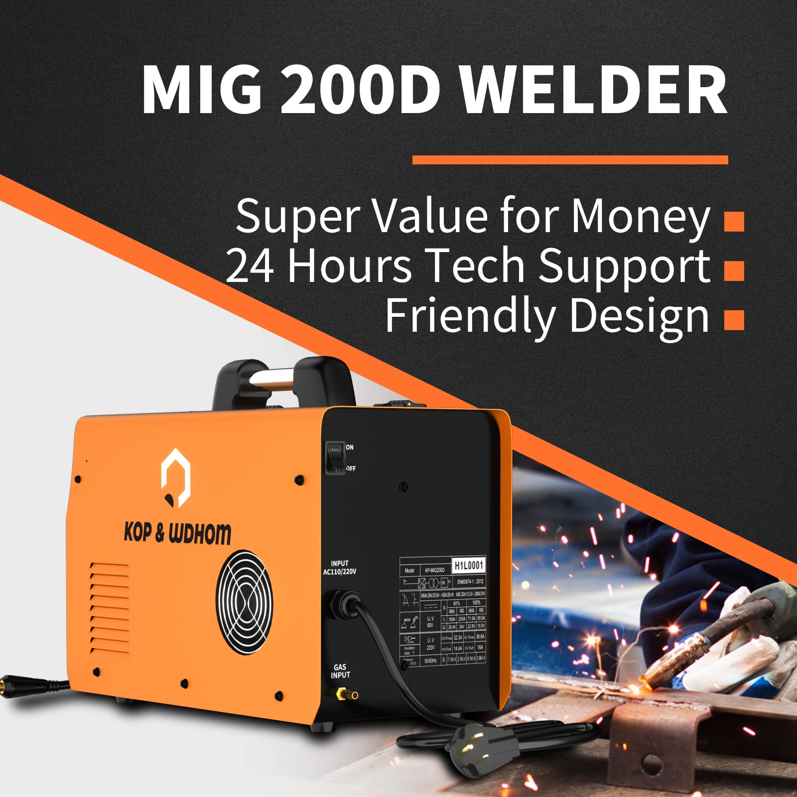 MIG Welder Machine 200Amp 110/220V Dual Voltage,Flux MIG Gas Gasless MIG Welding Machine MIG/Lift TIG/ARC 5 in 1 Multiprocess Aluminum MIG Welder, Spool Gun Compatible