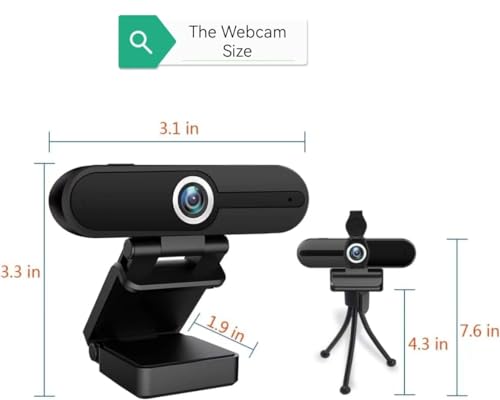 4K Webcam, HD Webcam 8MP- Laptop PC Desktop Computer Web Camera with Microphone, USB Webcams for Video Calling Recording Streaming Video Conference, Webcam with Mini Tripod,Privacy Shutter.