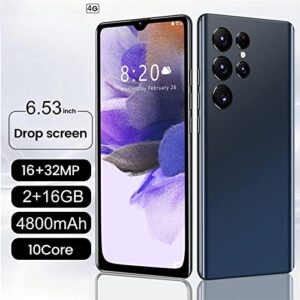 Android10 2GB+16GB Unlocked Cell Phone Dual Sim 6.53in 4800mAh Unlocked Phone Face ID + Fingerprint GSM 4G Smartphones Phone (Black, One Size)