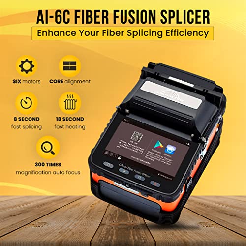 QIIRUN Fusion Splicer AI-6C SM&MM Automatic Fiber Optic Fusion Splicer Kit Core Alignment with 6 Motors Fiber Splicer Machine 8s Splicing 18s Heating