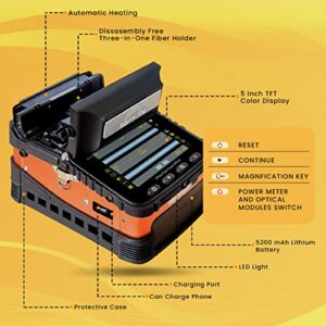 QIIRUN Fusion Splicer AI-6C SM&MM Automatic Fiber Optic Fusion Splicer Kit Core Alignment with 6 Motors Fiber Splicer Machine 8s Splicing 18s Heating