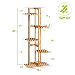 BMOSU Bamboo Plant Stand For Indoor Outdoor Plants Corner Plant Shelf Flower Stands Tall Plant Shelf 6 Potted Holder Shelf Plant Rack Potted Plant Holder Display Rack For Balcony Bedroom Living