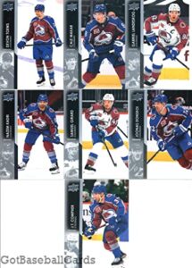 2021-22 upper deck complete (series 1 & 2) colorado avalanche veteran team set of 13 cards: j.t. compher(#45), joonas donskoi(#46), samuel girard(#47), nazem kadri(#48), gabriel landeskog(#49), cale makar(#50), devon toews(#51), andre burakovsky(#295), bo