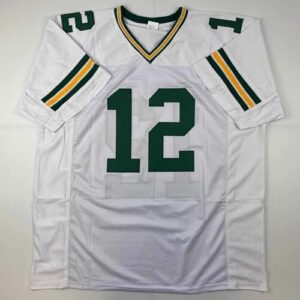 Facsimile Autographed Aaron Rodgers Green Bay White Reprint Laser Auto Football Jersey Size Men's XL