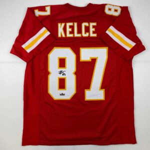 facsimile autographed travis kelce kansas city red reprint laser auto football jersey size men's xl