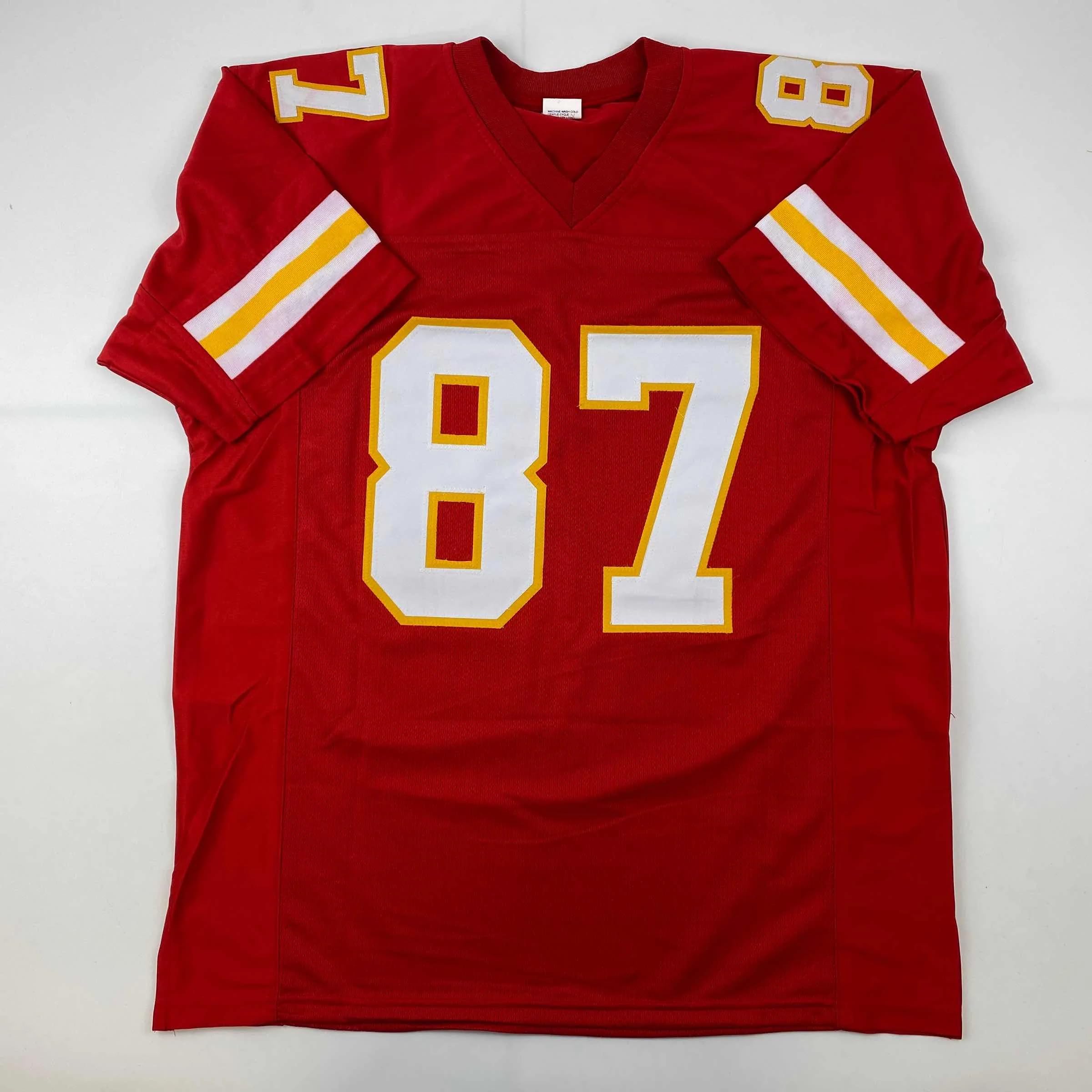 Facsimile Autographed Travis Kelce Kansas City Red Reprint Laser Auto Football Jersey Size Men's XL