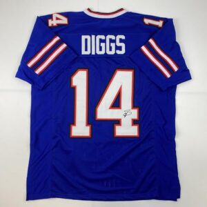 facsimile autographed stefon diggs buffalo blue reprint laser auto football jersey size men's xl