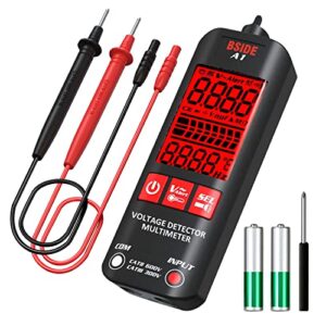 bside digital multimeter 3-results display pocket smart auto range voltmeter resistance frequency continuity v-alert live wire voltage tester with flashlight, black