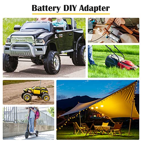 2 Packs Power Wheel Adapter for Dewalt 20V Battery Adapter Power Wheels Battery Converter Kit with Fuses & Wire Terminals, 12AWG Wire, Power Connector for DIY Rc Car Toys, Robotics and Rc Truck