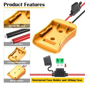 2 Packs Power Wheel Adapter for Dewalt 20V Battery Adapter Power Wheels Battery Converter Kit with Fuses & Wire Terminals, 12AWG Wire, Power Connector for DIY Rc Car Toys, Robotics and Rc Truck