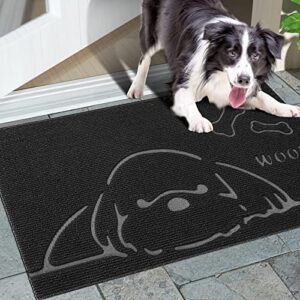 Yimobra Dirt Trapper Door Mat Outdoor Entrance, Muddy Paws Dog Door Mat at Home Entryway, Heavy Duty Durable Front Door Mats, Natural Rubber Backing, Non-Slip, Low Profile, 29.5 x 17, Black