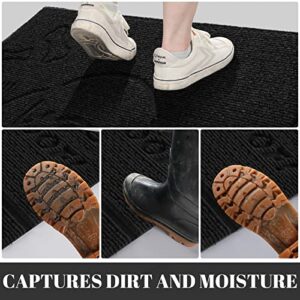 Yimobra Dirt Trapper Door Mat Outdoor Entrance, Muddy Paws Dog Door Mat at Home Entryway, Heavy Duty Durable Front Door Mats, Natural Rubber Backing, Non-Slip, Low Profile, 29.5 x 17, Black