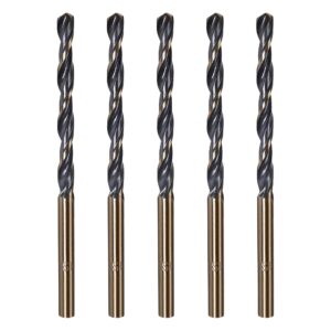 focmkeas 5 pcs 5.5mm twist drill bit high speed steel 4341 straight shank gold and black coated drilling bits for home improvment diy, metal/wood/plastic