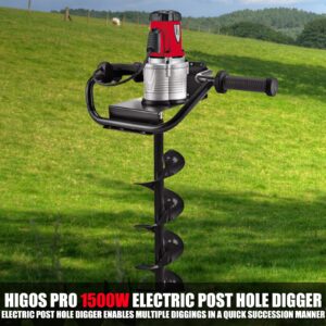 HIGOSPRO 6-Inch & 4-Inch Auger Bit Earth Auger,1500W Electric Post-Hole Digger, Earth Auger Digging Drill, Ideal for Post Hole Digging, Drilling, Tree Planting