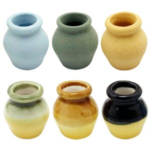 miniature terracotta pots, 6 pieces mini ceramic clay flower pots pottery planter for diy 1:12 dollhouse fairy garden flower plants bonsai micro landscape decoration