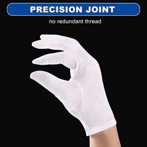 10 Pairs White Cotton Gloves for Dry Hands, Inspection Gloves Soft Coin Jewelry Silver Stretchable Gloves