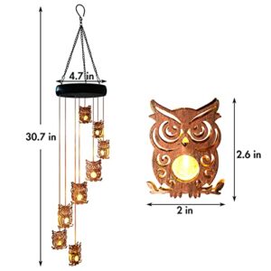 EASYBUY Solar Owl Wind Chimes Outdoor,Solar Wind Chimes for Outside,Hanging Lights Warm LED Garden Patio Yard Decor,Gardening Gifts for Wife Mother Grandmom,Christmas Yard Decorations …