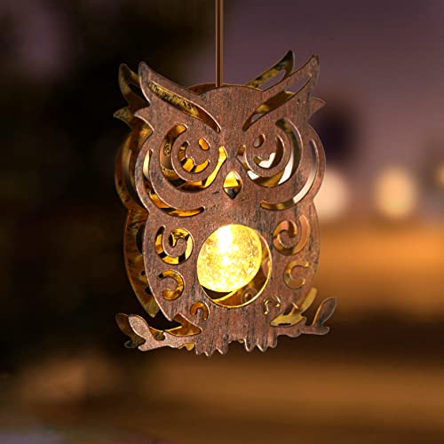 EASYBUY Solar Owl Wind Chimes Outdoor,Solar Wind Chimes for Outside,Hanging Lights Warm LED Garden Patio Yard Decor,Gardening Gifts for Wife Mother Grandmom,Christmas Yard Decorations …