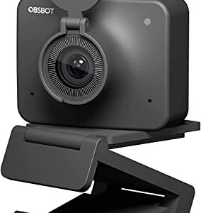 OBSBOT Meet 1080P 60FPS Webcam, Full HD Auto-Focus & AI-Powered Framing Computer Camera, Background Replacement, HDR, Adjustable FOV, Webcam for Conferencing, Video Calling, Live Sreaming, PC, Laptop