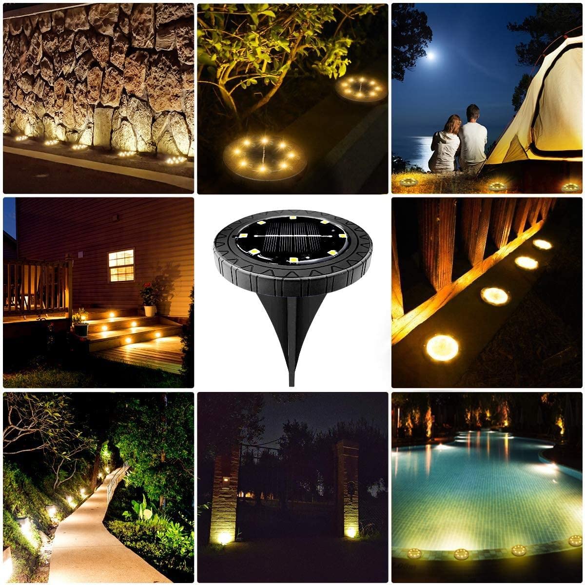 Solar Powered Ground lights 12 Pack,Waterproof LED Solar Lights Outdoor Solar Disk Lights Decorative,Solar Garden Lights for Landscape Pathway Patio Yard Walkway Path Lawn Driveway Lighting Warm White