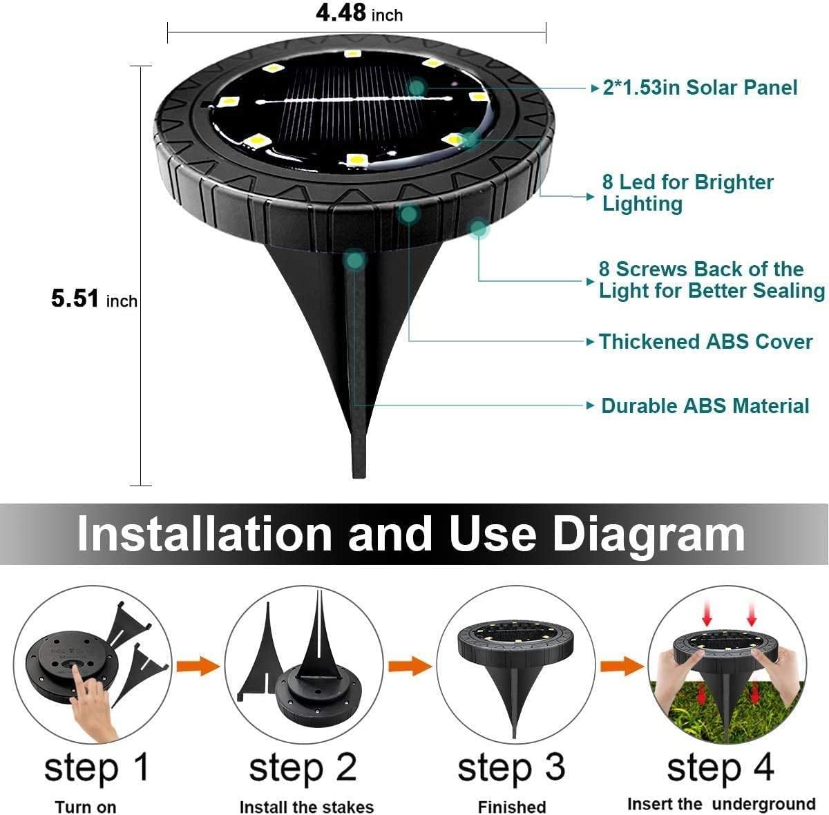 Solar Powered Ground lights 12 Pack,Waterproof LED Solar Lights Outdoor Solar Disk Lights Decorative,Solar Garden Lights for Landscape Pathway Patio Yard Walkway Path Lawn Driveway Lighting Warm White