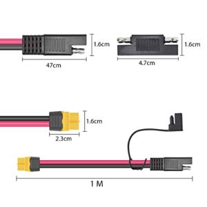 CERRXIAN 3.2ft 12AWG XT60 to SAE Cable, XT60 Female to SAE Solar Extension Power Cable with SAE Connector for Solar Panel,Lipo Battery,Portable Power Station,Solar Generator