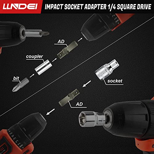 LLNDEI 1/4 Inch Socket Set Metric with Ratchet Wrench 57+1PCS, Magnetic Pick-Up Tool, Extensions with 1/4" Drive Bits 30PCS, Home Repair Kit & Automotive Repair, DIY'er (Sockets 4-14mm)