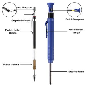 8 Pack Carpenter Pencils Set, Mechanical Construction Pencil with 60 Pcs Refills Construction Marking Tools Carbide Scribe Tool Kit for Construction Woodworking