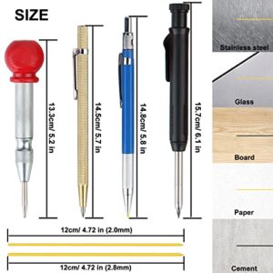 8 Pack Carpenter Pencils Set, Mechanical Construction Pencil with 60 Pcs Refills Construction Marking Tools Carbide Scribe Tool Kit for Construction Woodworking