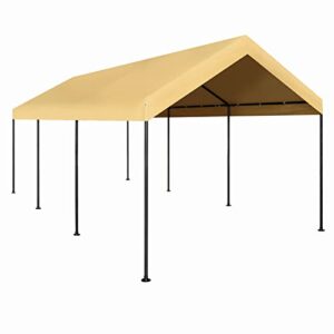 ENGiNDOT 10x20ft Heavy Duty Carport with Removable Sidewalls & Doors, Rolling Curtains, Portable Garage for Auto, Boat & Market Stall, Car Canopy with UV Resistant Tarp for Party & Wedding