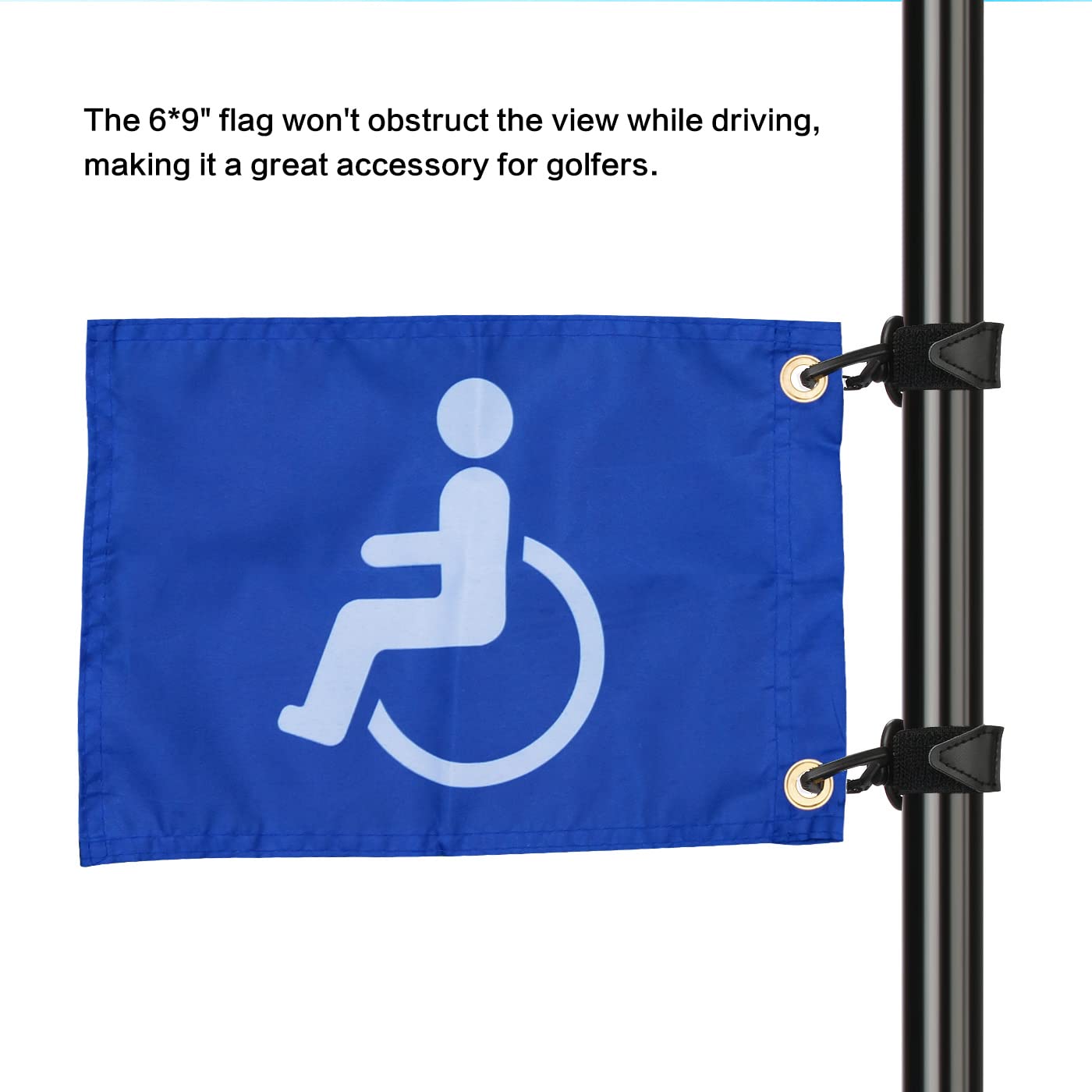 MOTAIN Easy Installation Golf Cart Flag Holder,Elastic Strap Bracket with 6 * 9'' Handicap Flag for Seniors Handicapped Disability