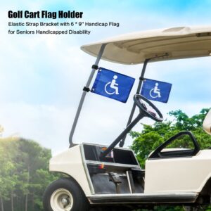 MOTAIN Easy Installation Golf Cart Flag Holder,Elastic Strap Bracket with 6 * 9'' Handicap Flag for Seniors Handicapped Disability