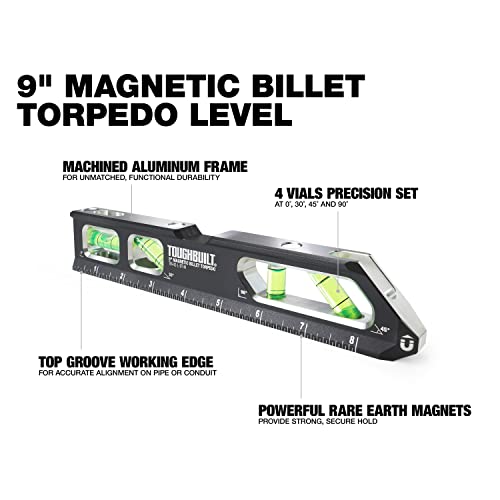 ToughBuilt 9-in Magnetic Billet Torpedo Level - (TB-H2-L-9T-M)