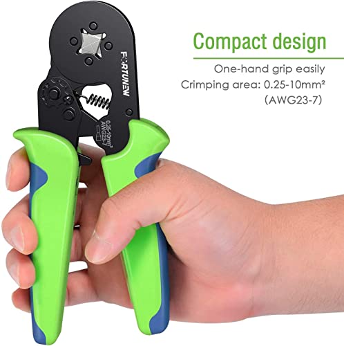 Ferrule Crimping Tool - FORTUNEW® Self-adjustable Wire Crimping Tool Kit AWG 23-7（0.25-10 mm²） with 1200 terminals crimping tool set