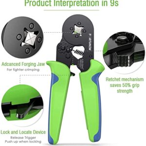 Ferrule Crimping Tool - FORTUNEW® Self-adjustable Wire Crimping Tool Kit AWG 23-7（0.25-10 mm²） with 1200 terminals crimping tool set