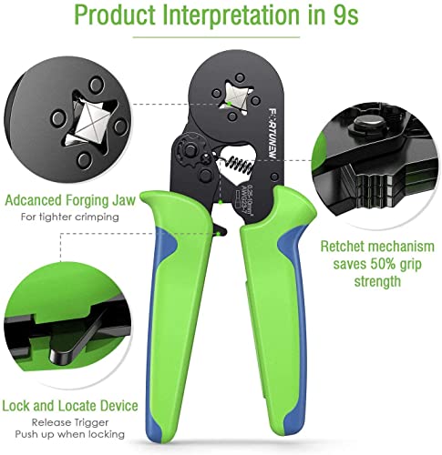 Ferrule Crimping Tool - FORTUNEW® Self-adjustable Wire Crimping Tool Kit AWG 23-7（0.25-10 mm²） with 1200 terminals crimping tool set