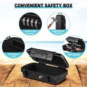 HUANLANG Portable Safe Lock Box with Combination Lock Mini Beach Travel Safe Waterproof Small Lockable Box with Removable Wire Rope Combination Safe Box for Dorm,Travel,Beach,Hotel,Car,Home,Office