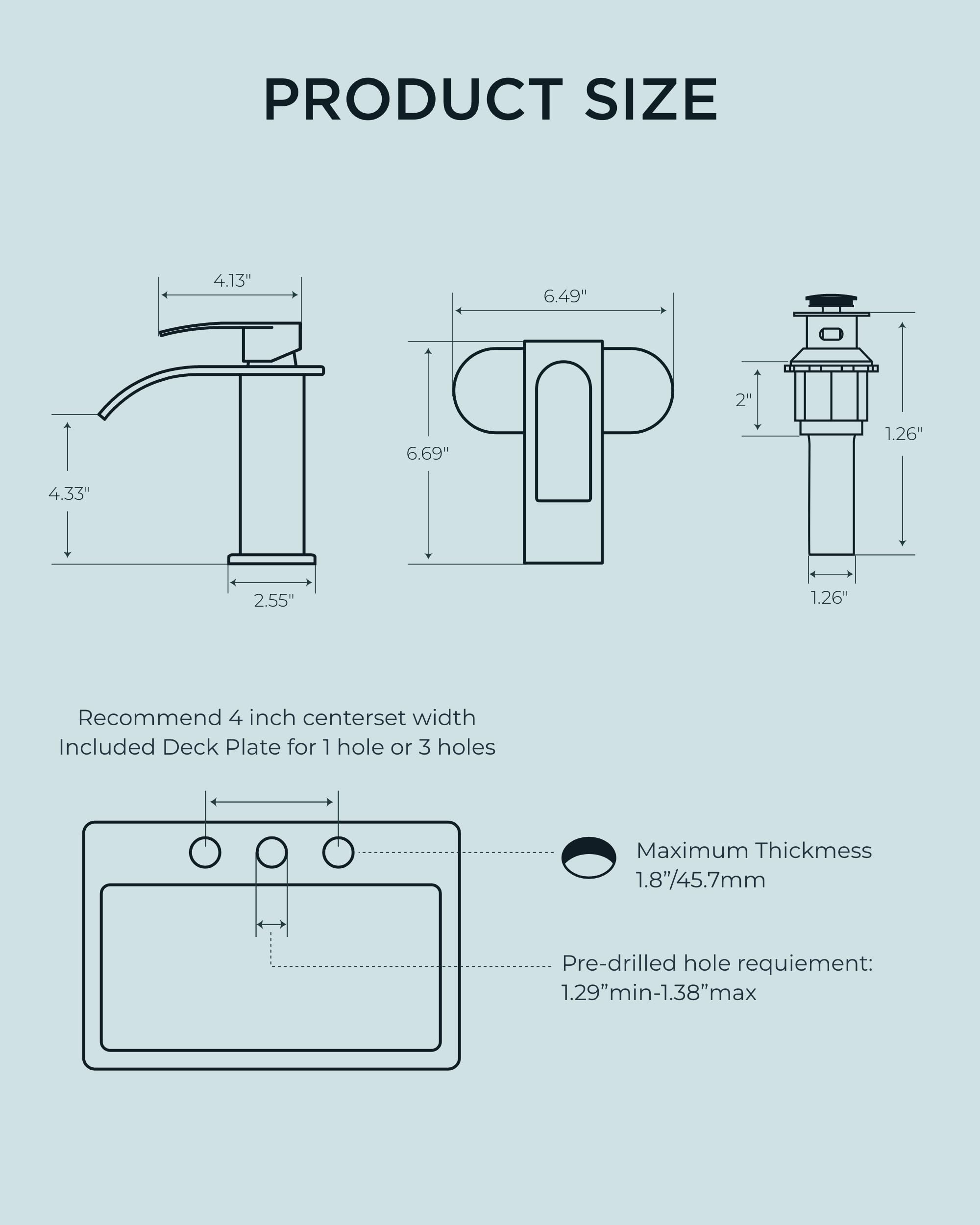 FORIOUS Matte Black Bathroom Faucet, Waterfall Bathroom Sink Faucet for 1 Hole or 3 Holes, Single Handle Vanity Faucet with Metal Pop up Drain, Stainless Steel Basin Sink Faucet Tap for RV Lavatory