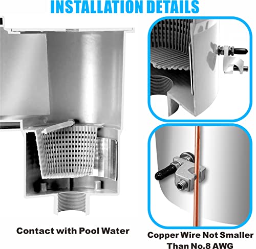 Pool Bonding Kits, BWB680AG Above Ground Pool Skimmer, Compatible with Most Skimmers, in Direct Contact with Pool Water at All Times