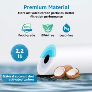 AQUACREST FXHTC Water Filter, Whole House Water Filter, Well Water Filter, Replacement for GE® FXHTC, GXWH40L, American Plumber W10-PR, Culligan® RFC-BBSA, W10-BC, Carbon Filters, 5 Micron, Pack of 3