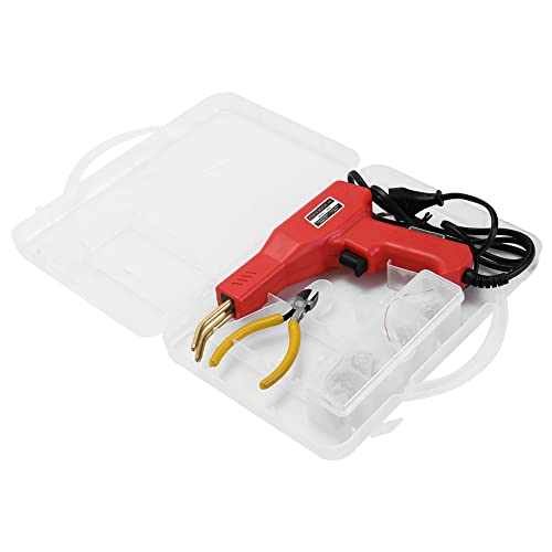 Plastic Welding Kit,Leepesx Plastic Welder Kit, Hot Stapler, Plastic Repair Welder Kit for Bumper Repair,Welding Gun,Include 4 Types Hot Wave Flat Staples (Red) (50W-110V, RED)